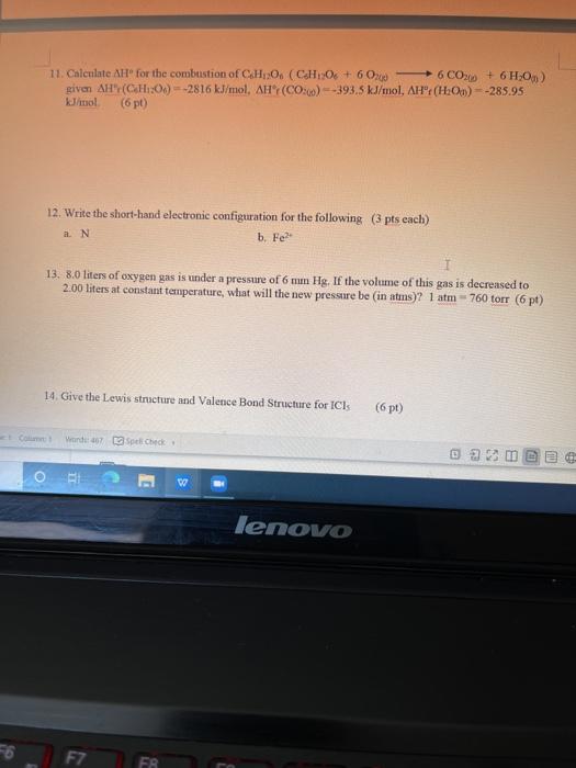 Solved 11. Calculate Hº for the combustion of CHO. (CHO + | Chegg.com