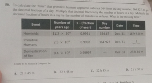 Solved To calculate the "time" that primitive humans | Chegg.com