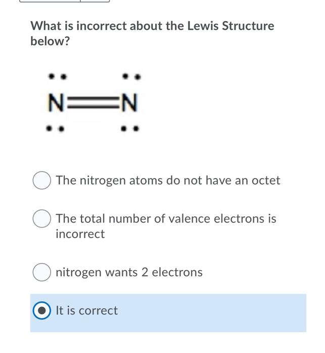 Solved What is incorrect about the Lewis Structure below? | Chegg.com