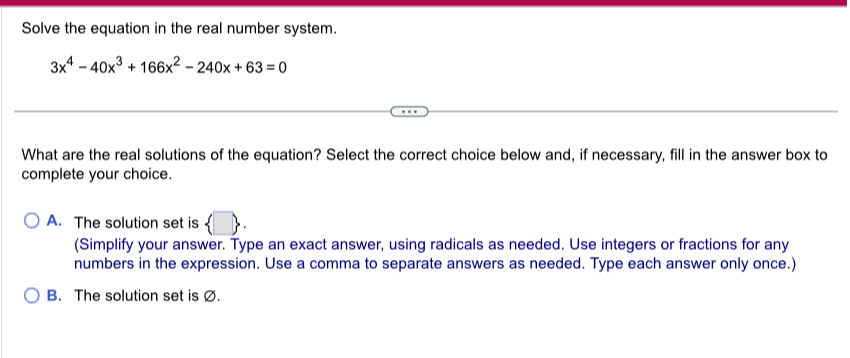 Solved Solve the equation in the real number | Chegg.com