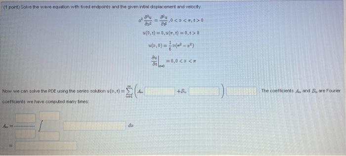 Solved (1 point) Solve the wave equation with fixed | Chegg.com