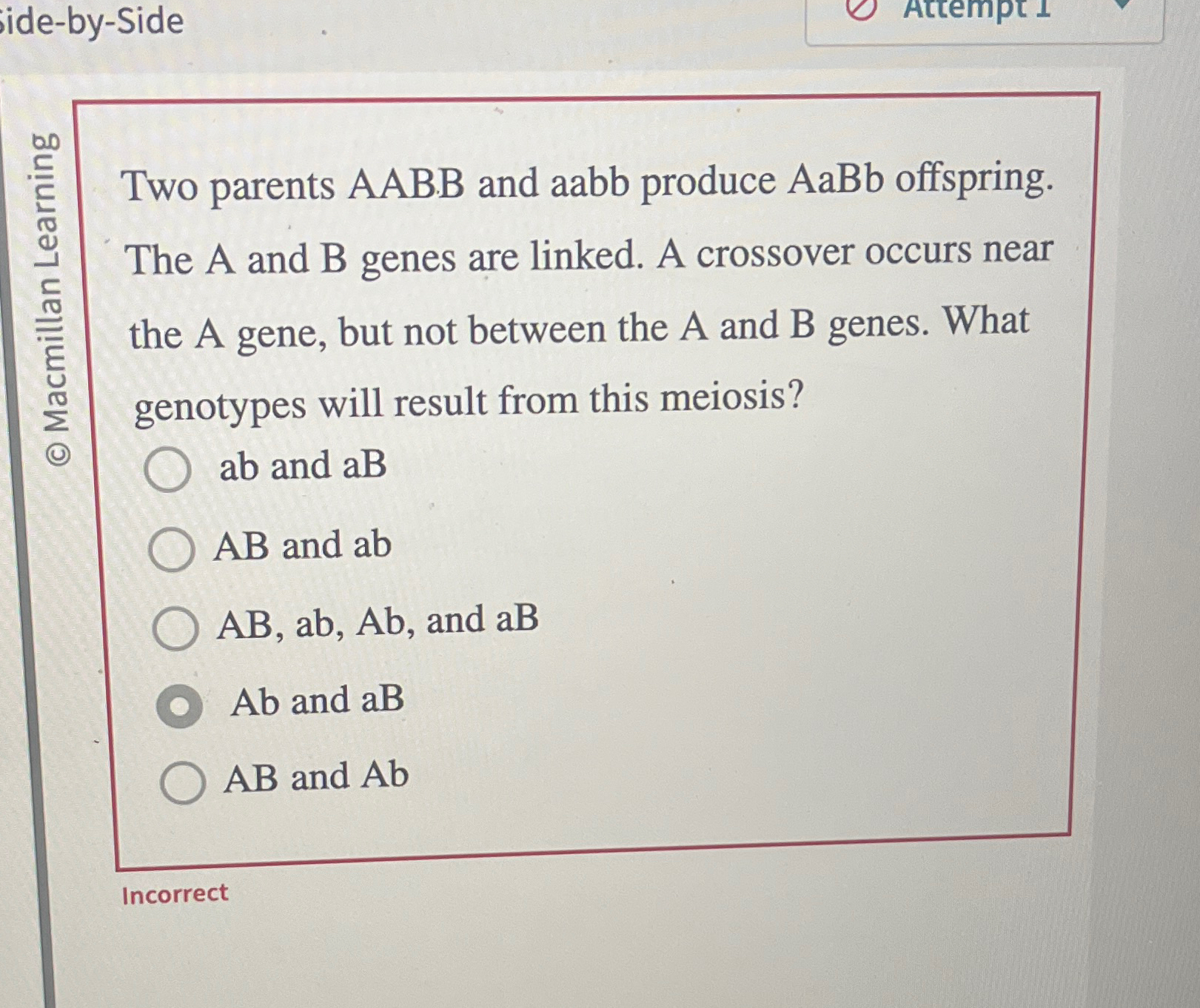 Solved Two parents AABB and aabb produce AaBb offspring. The | Chegg.com