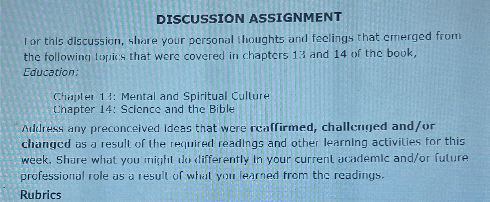 Solved DISCUSSION ASSIGNMENTFor this discussion, share your | Chegg.com