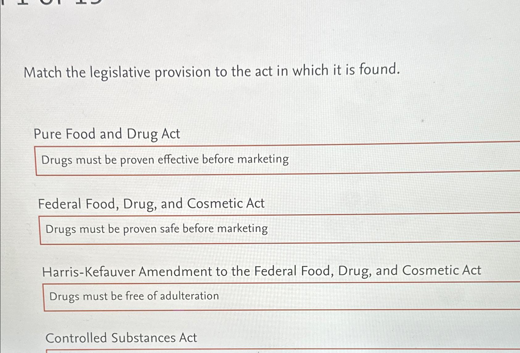 Solved Match the legislative provision to the act in which | Chegg.com