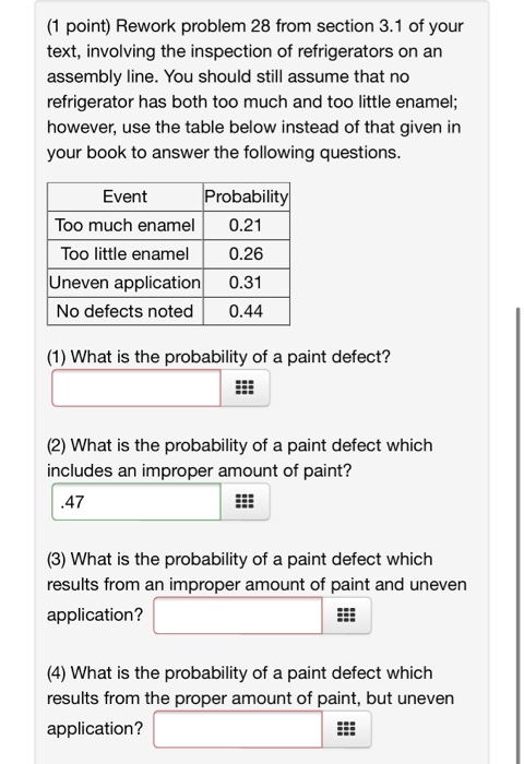 Solved (1 point) Rework problem 28 from section 3.1 of your | Chegg.com