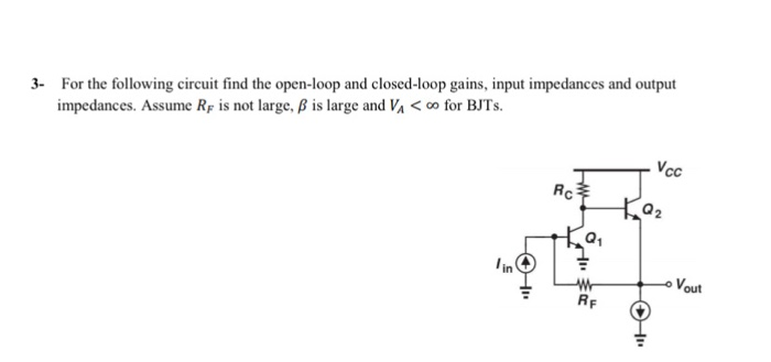 Solved 3 For The Following Circuit Find The Open Loop And