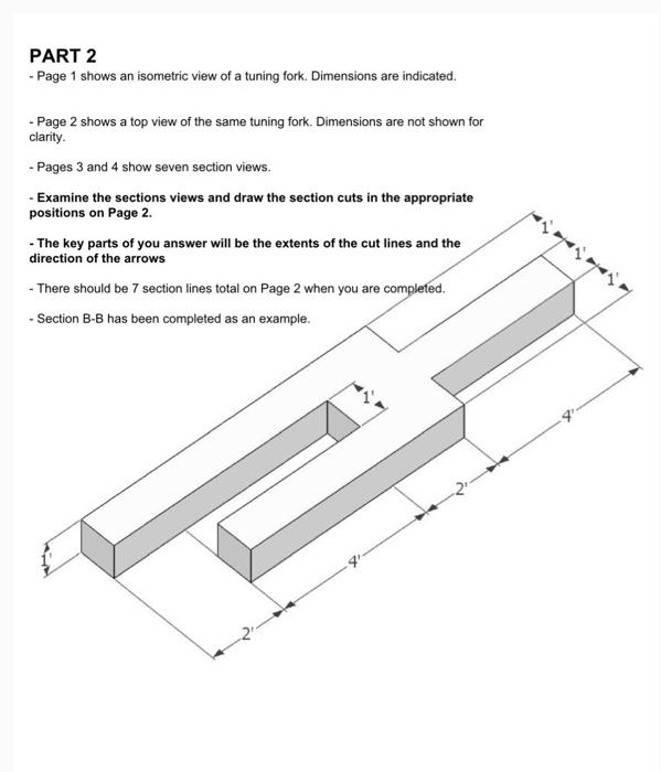 Solved PART 2 - Page 1 shows an isometric view of a tuning | Chegg.com