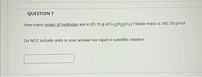 Solved How many moles of hydrogen are in 83.15 g of | Chegg.com