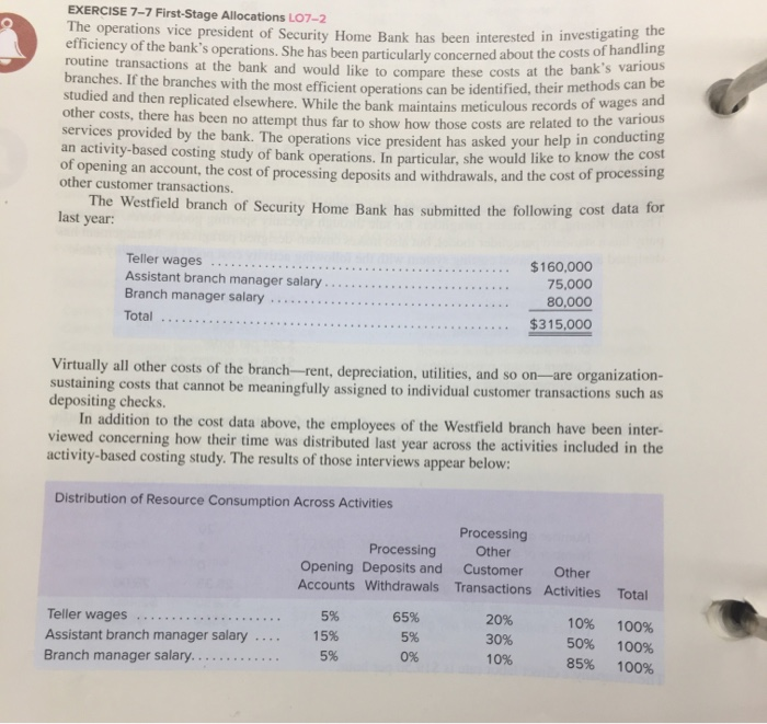 Solved EXERCISE 7-7 First-Stage Allocations L07-2 The | Chegg.com