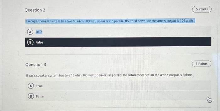 Solved If car's speaker system has two 16ohm100 watt | Chegg.com