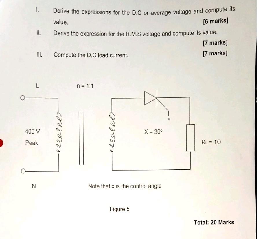 Solved i. Derive the expressions for the D.C or average | Chegg.com