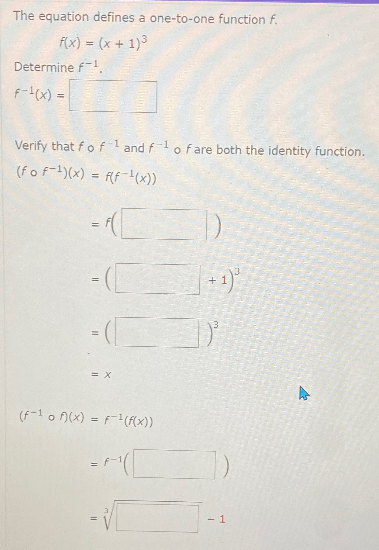 Solved The equation defines a one-to-one function | Chegg.com