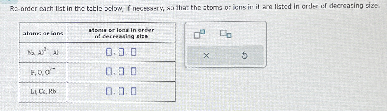 Solved Re-order each list in the table below, if necessary, | Chegg.com