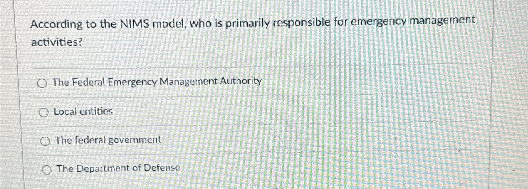 Solved According To The Nims Model Who Is Primarily