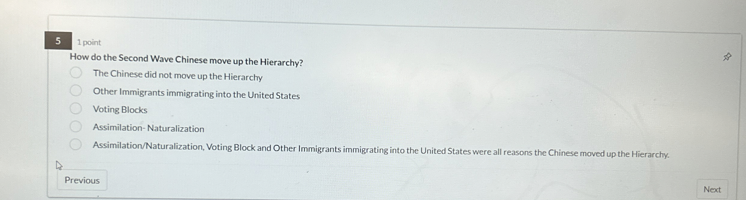 Solved 5 1 ﻿pointHow do the Second Wave Chinese move up the | Chegg.com