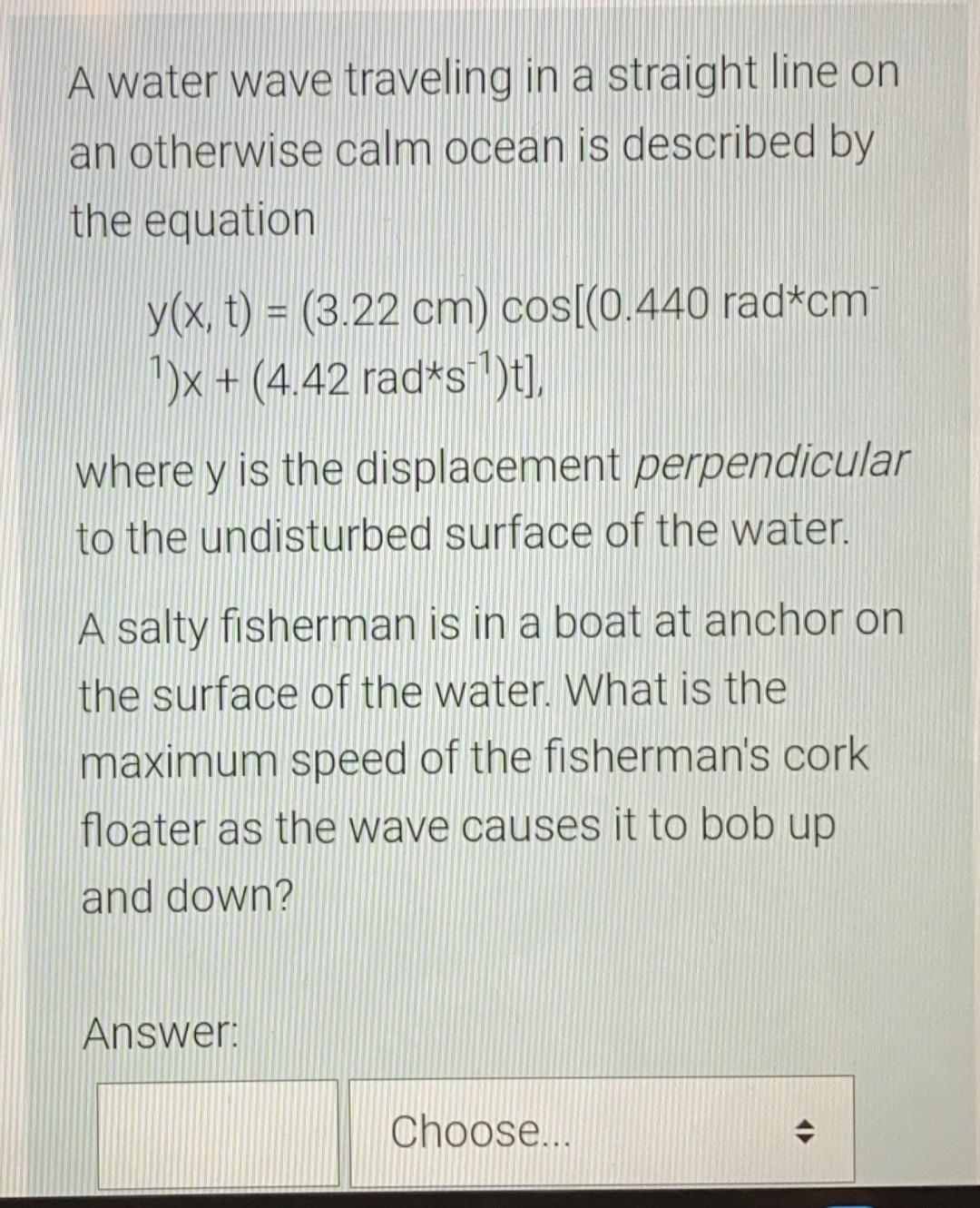Solved A water wave traveling in a straight line on an | Chegg.com