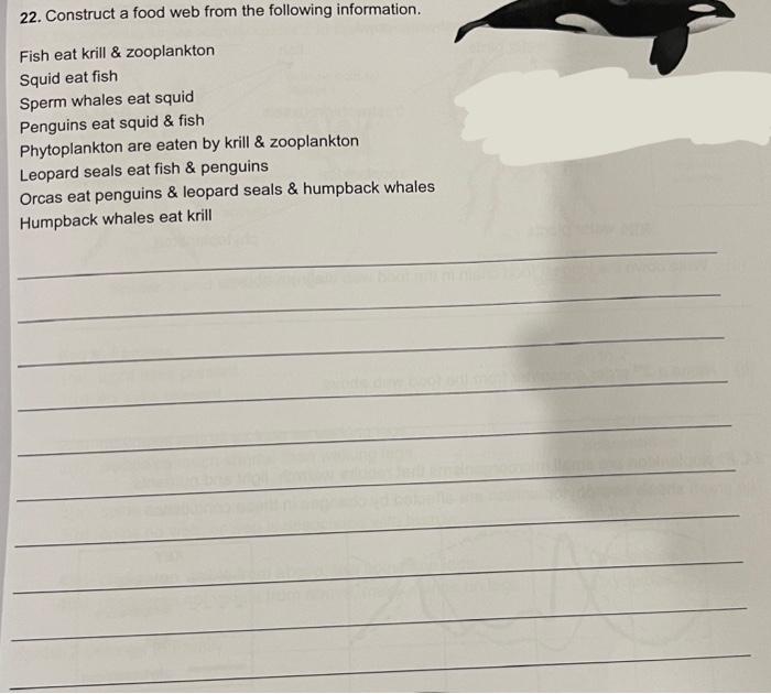 Solved 22. Construct a food web from the following | Chegg.com