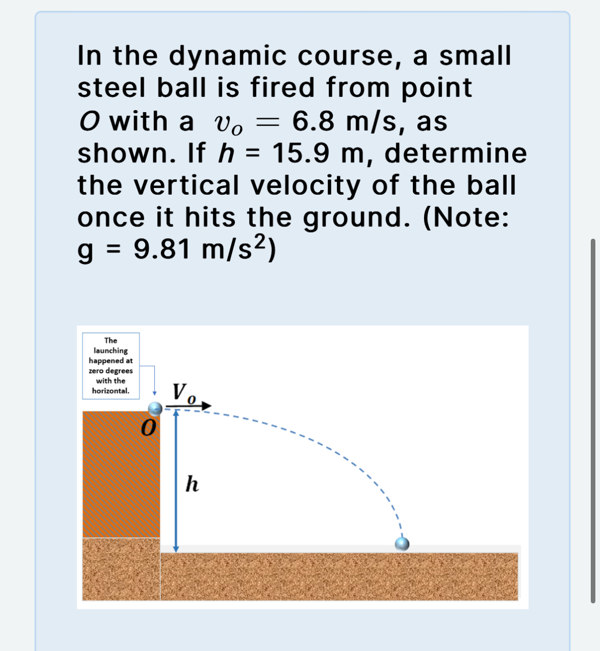 Solved In the dynamic course, a small steel ball is fired | Chegg.com