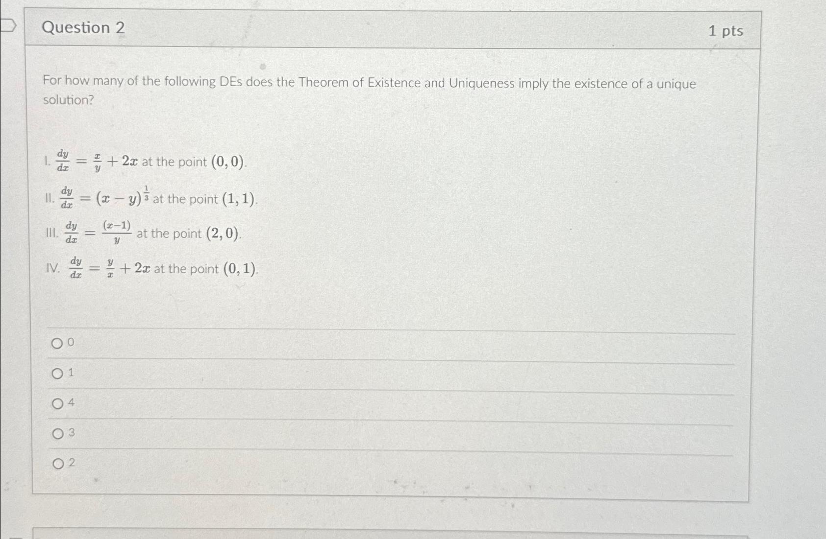 Solved Question 21 ﻿ptsFor how many of the following DEs | Chegg.com