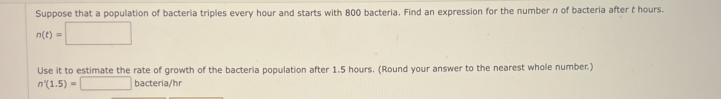 Solved Suppose that a population of bacteria triples every | Chegg.com