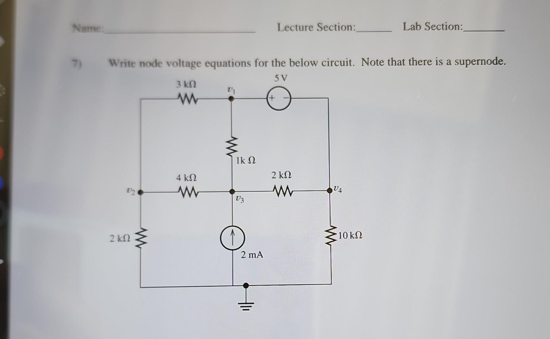 Solved Name 7 12 Write Node Voltage Equations For The 9608