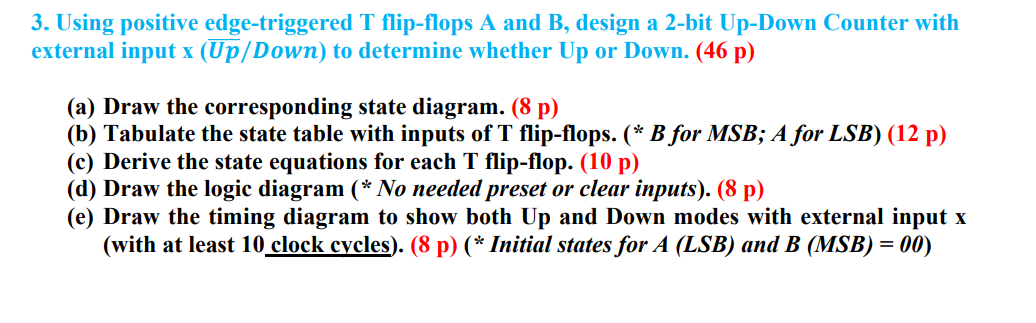 Solved Using positive edge-triggered T flip-flops A and B, | Chegg.com