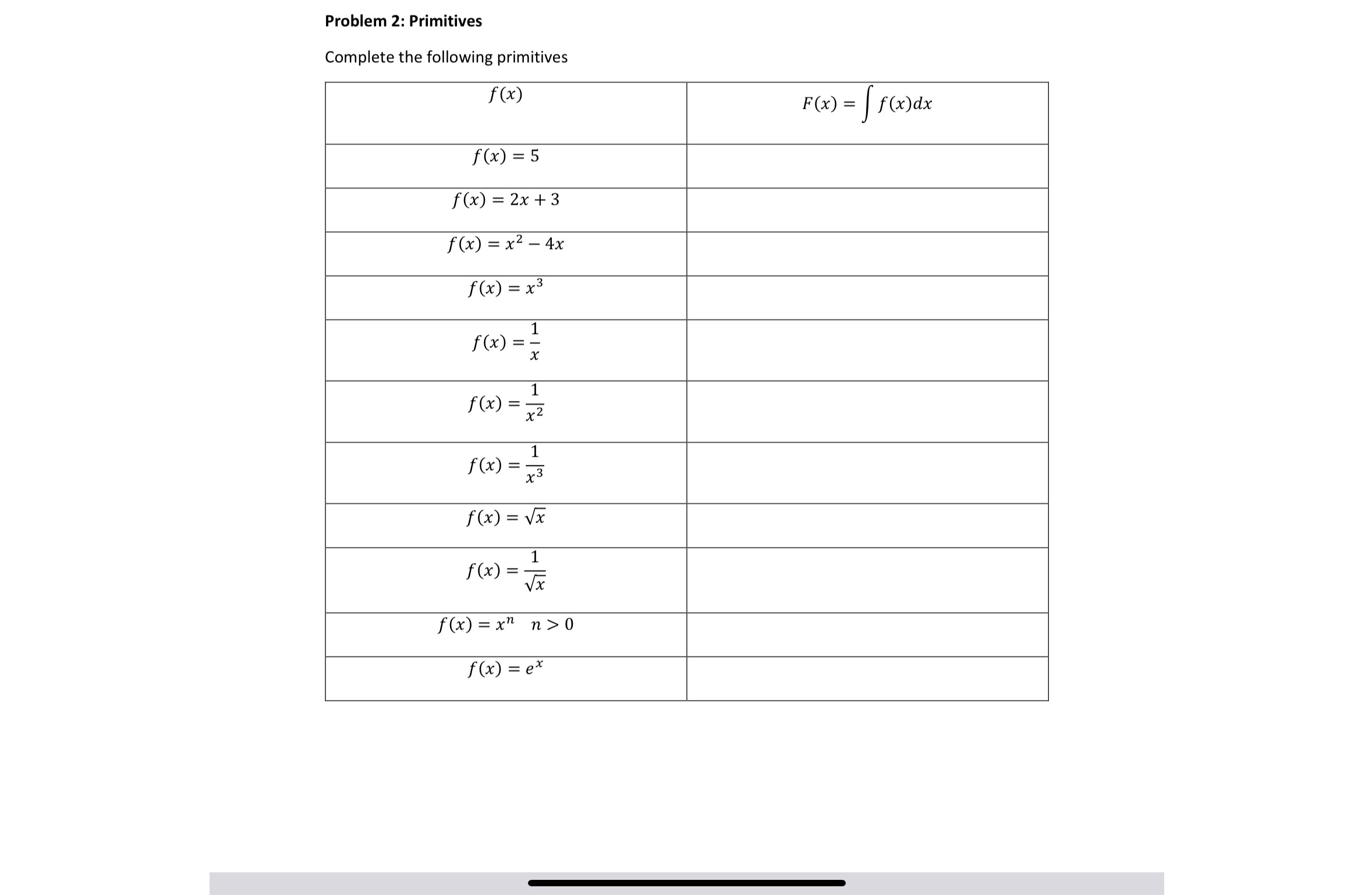 Solved Problem 2: PrimitivesComplete the following | Chegg.com