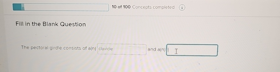 Solved 10 ﻿of 100 ﻿Concepts completed(i)Fill in the Blank | Chegg.com
