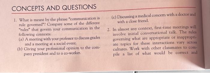 1. What is meant by the phrase "communication is rule | Chegg.com