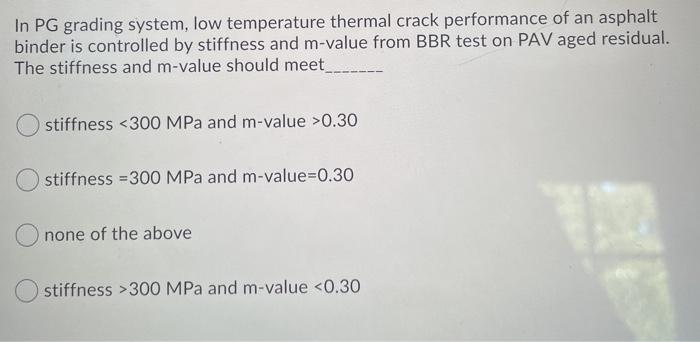 Solved In PG grading system, low temperature thermal crack | Chegg.com
