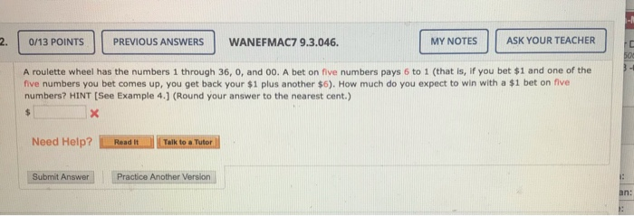 Solved 0/13 POINTS PREVIOUS ANSWERS WANEFMAC7 9.3.046. MY | Chegg.com