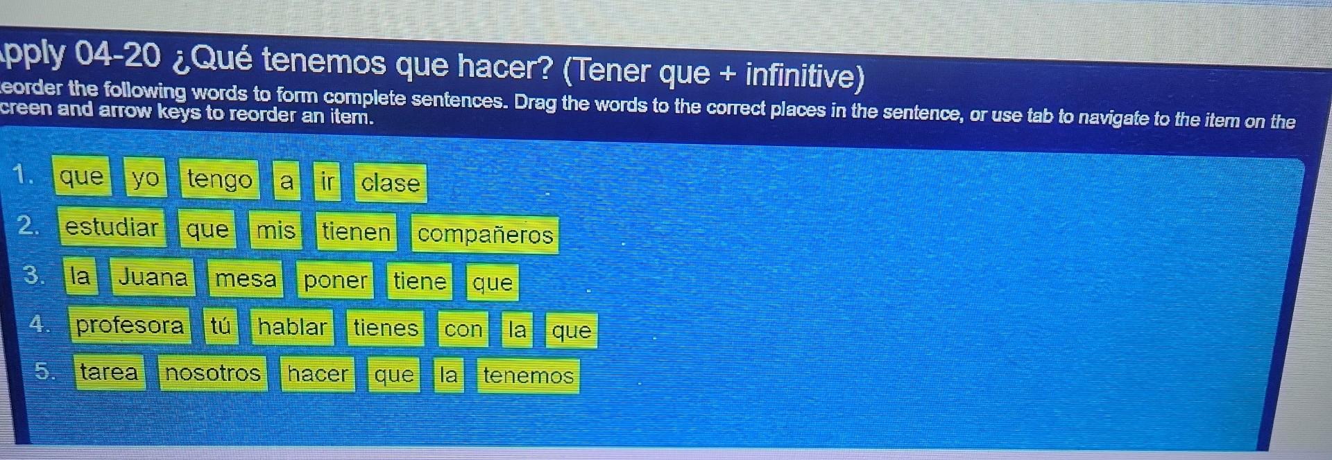 pply 04-20 ¿Qué tenemos que hacer? (Tener que + | Chegg.com