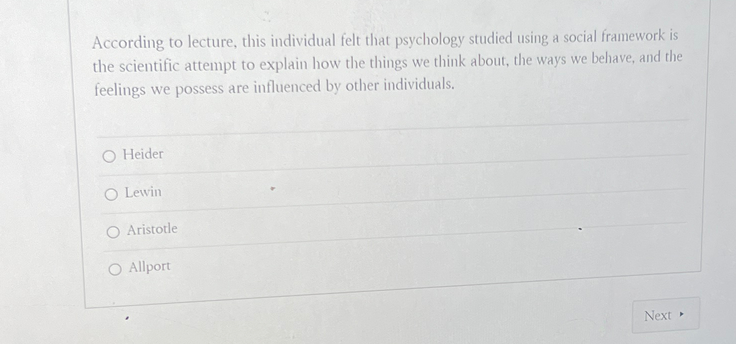 Solved According to lecture, this individual felt that | Chegg.com