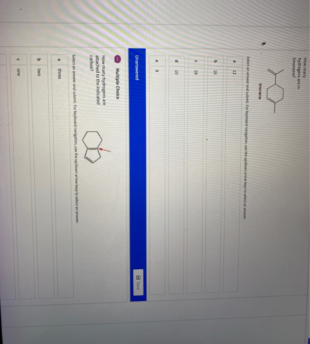 Solved How many hydrogens are in Limonene? imonene Select an | Chegg.com