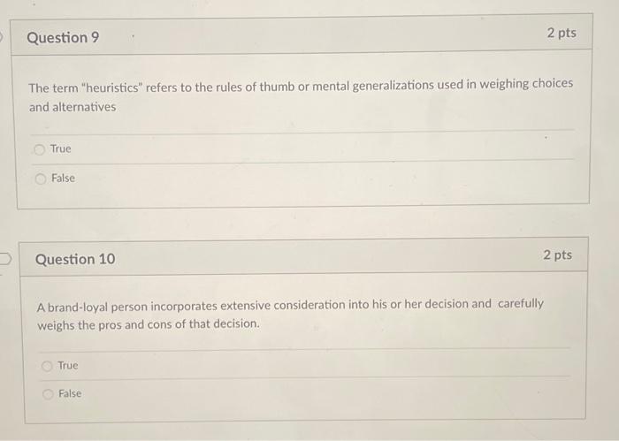 Question 9 2 pts The term "heuristics" refers to the | Chegg.com