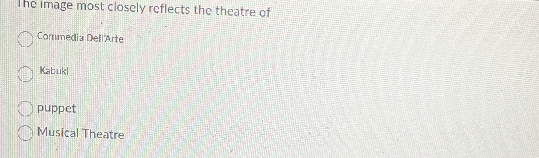 Solved Ine image most closely reflects the theatre | Chegg.com