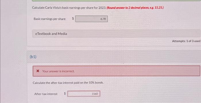 Solved Carla Vista Corporation is preparing earnings per | Chegg.com