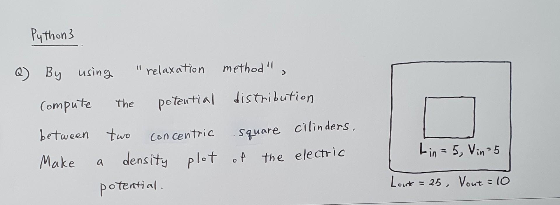 Solved Python 3 By using relaxation method", potential | Chegg.com