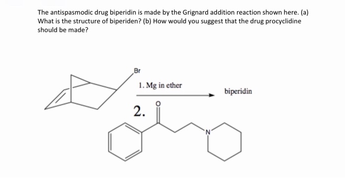Solved The antispasmodic drug biperidin is made by the | Chegg.com