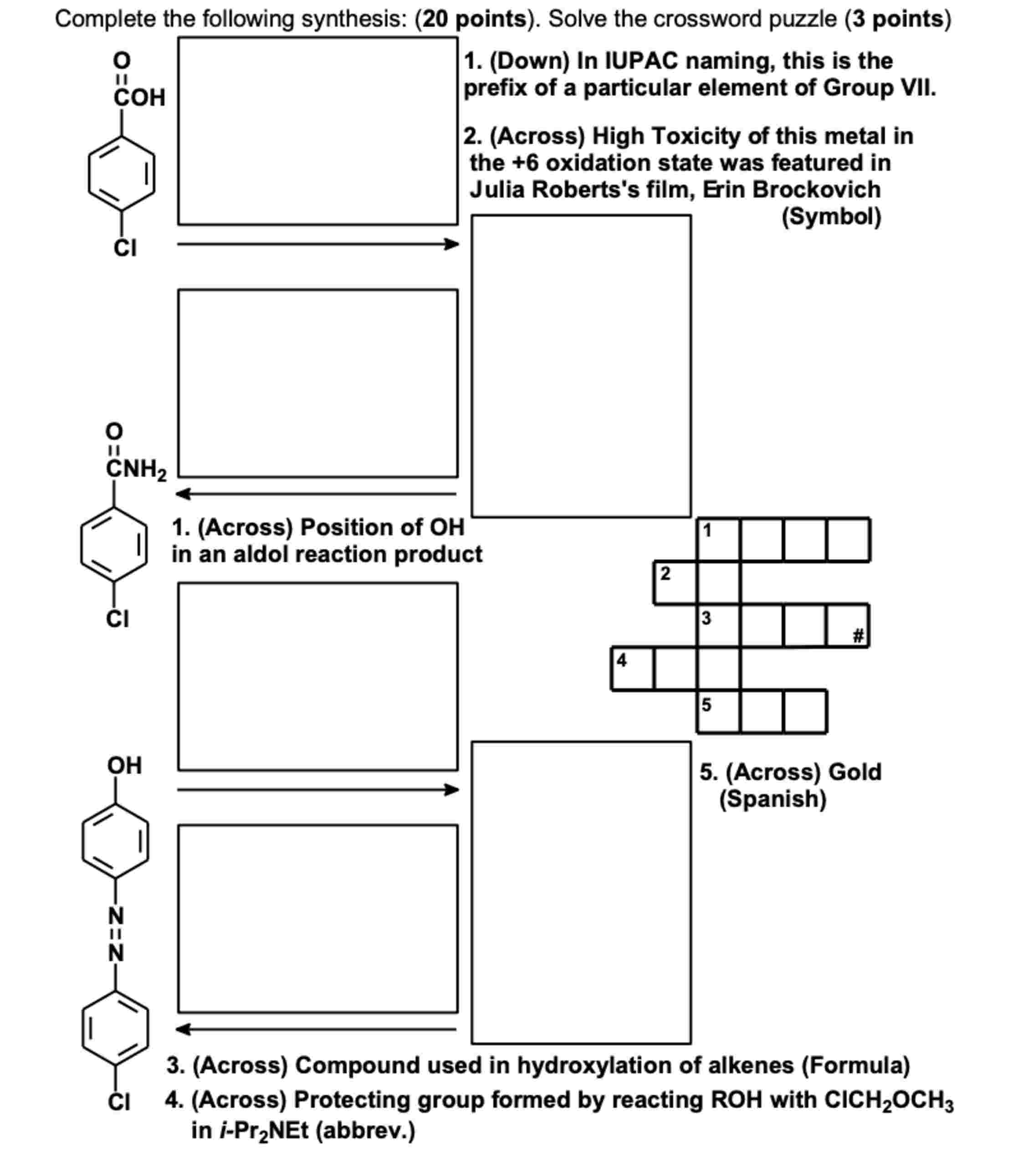 Solved Complete the following synthesis: (20 ﻿points). | Chegg.com