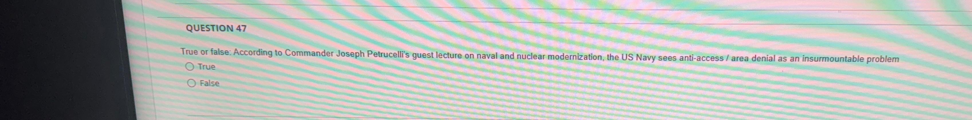 Solved QUESTION 47True or false: According to Commander | Chegg.com