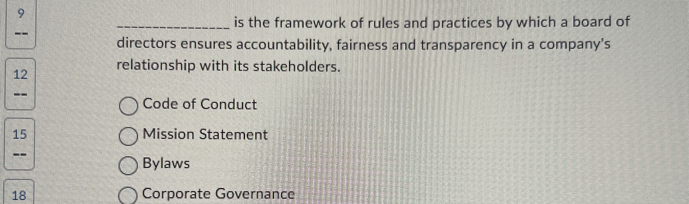 Solved is the framework of rules and practices by which a | Chegg.com