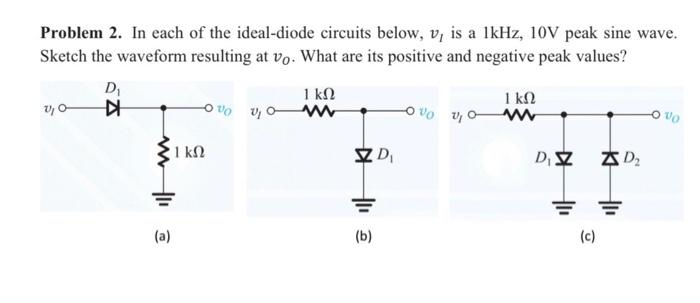 Solved Problem 1. For the circuits below, using ideal diode, | Chegg.com