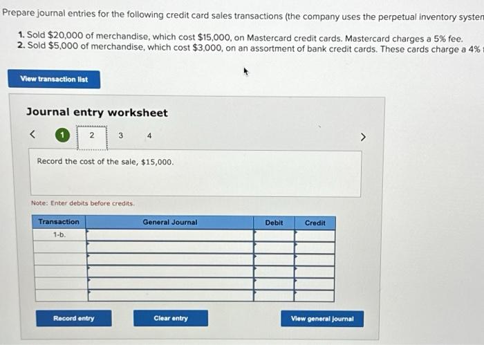 Solved Prepare journal entries for the following credit card | Chegg.com