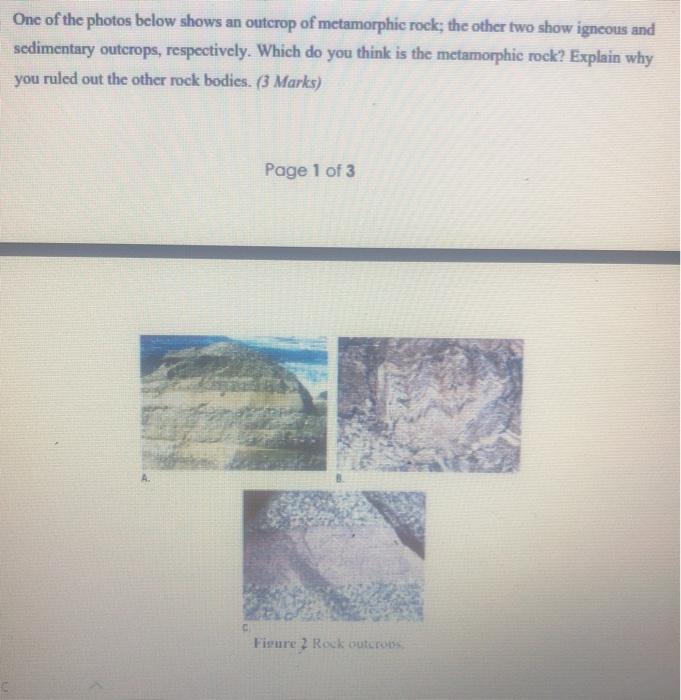 Solved One of the photos below shows an outcrop of | Chegg.com