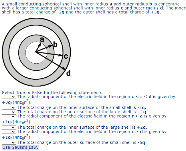 Solved A small conducting spherical shell with inner radius | Chegg.com Solved A small conducting spherical shell with inner radius | Chegg.com