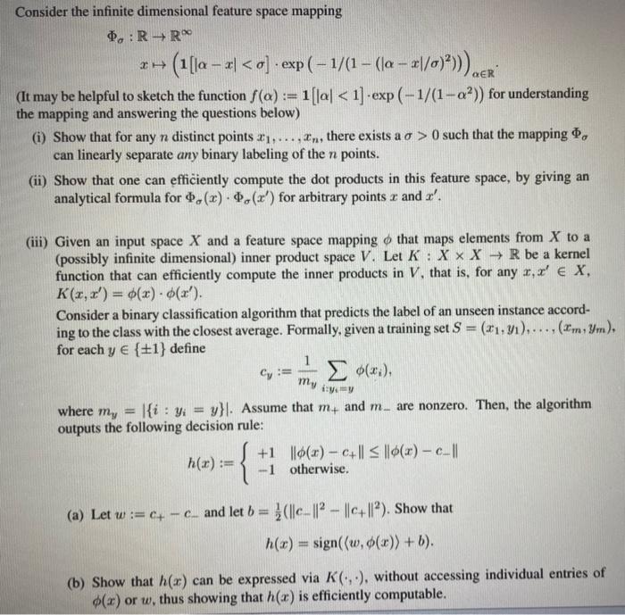Solved Consider the infinite dimensional feature space | Chegg.com