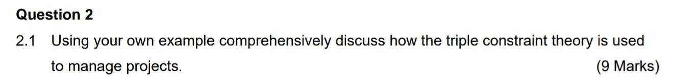 Solved 2.1 Using your own example comprehensively discuss | Chegg.com