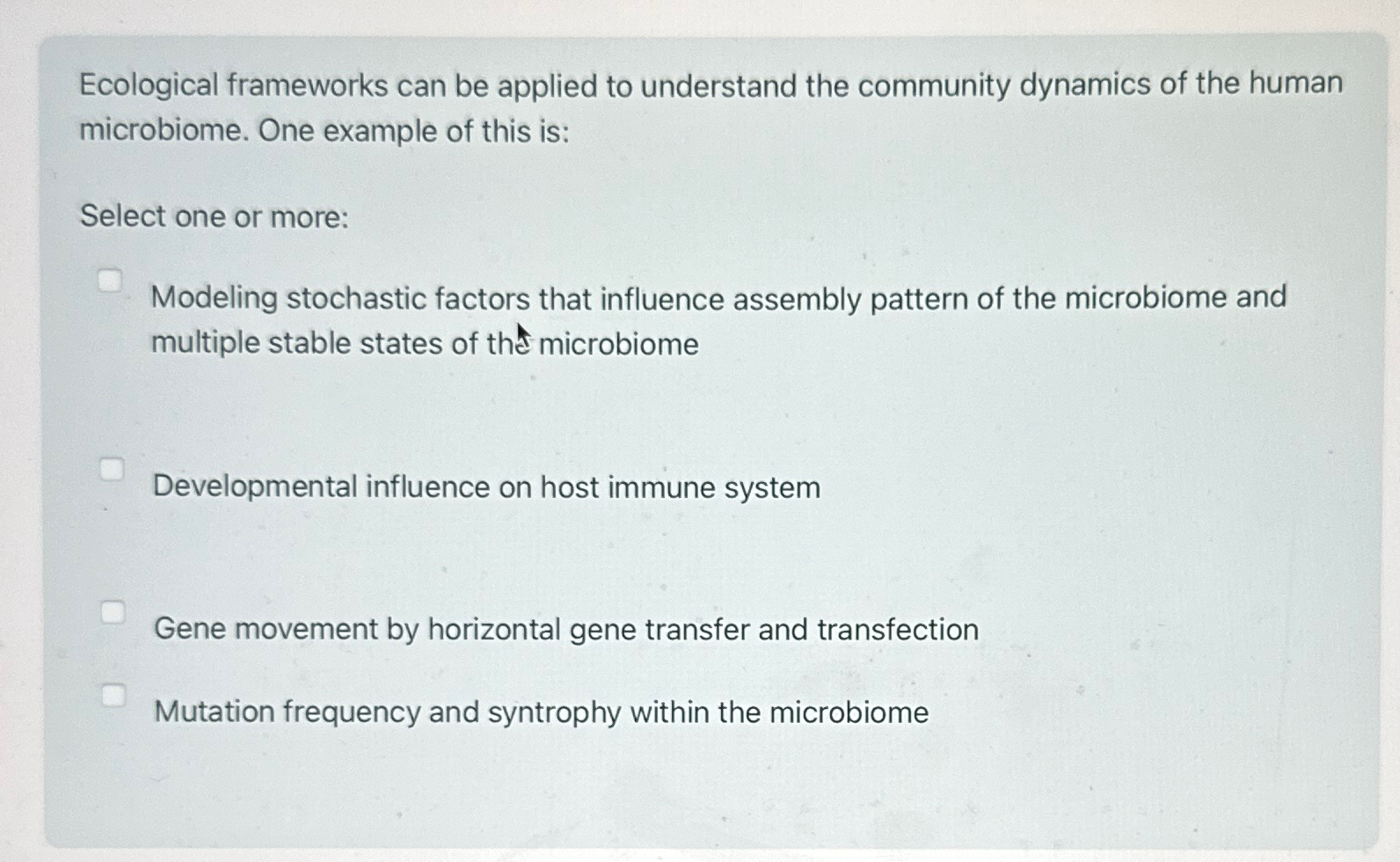 Solved Ecological frameworks can be applied to understand | Chegg.com