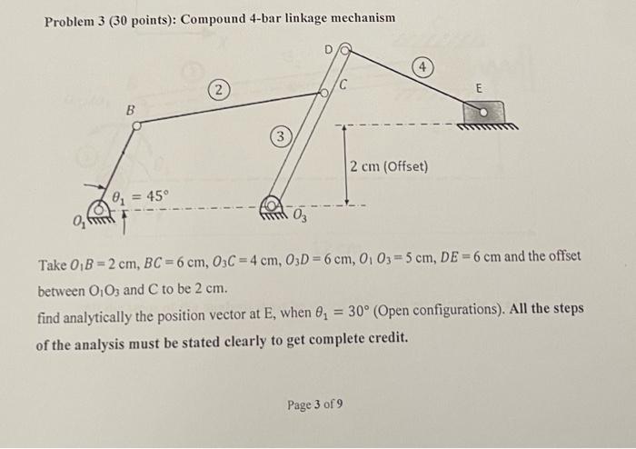 Solved Problem 3 (30 points): Compound 4-bar linkage | Chegg.com